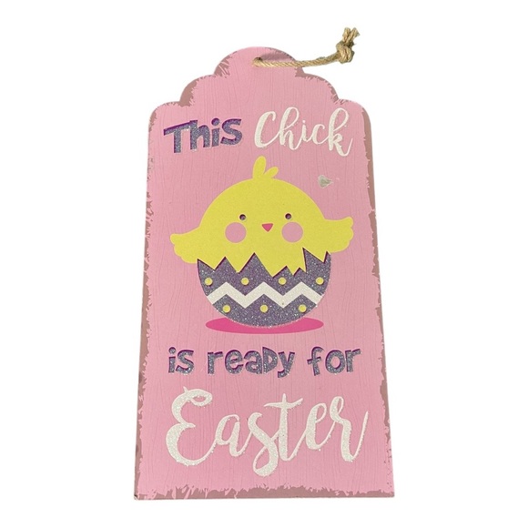 Wall Decor | Vintage Wooden This Chick Is Ready For Easter Pink Chick ...